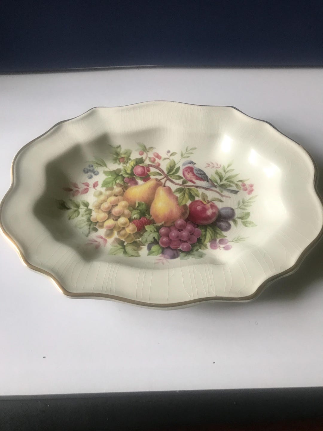 Vintage Enoch Wedgewood Avon Hand Decorated 1976 Dish With Fruits. 22k ...