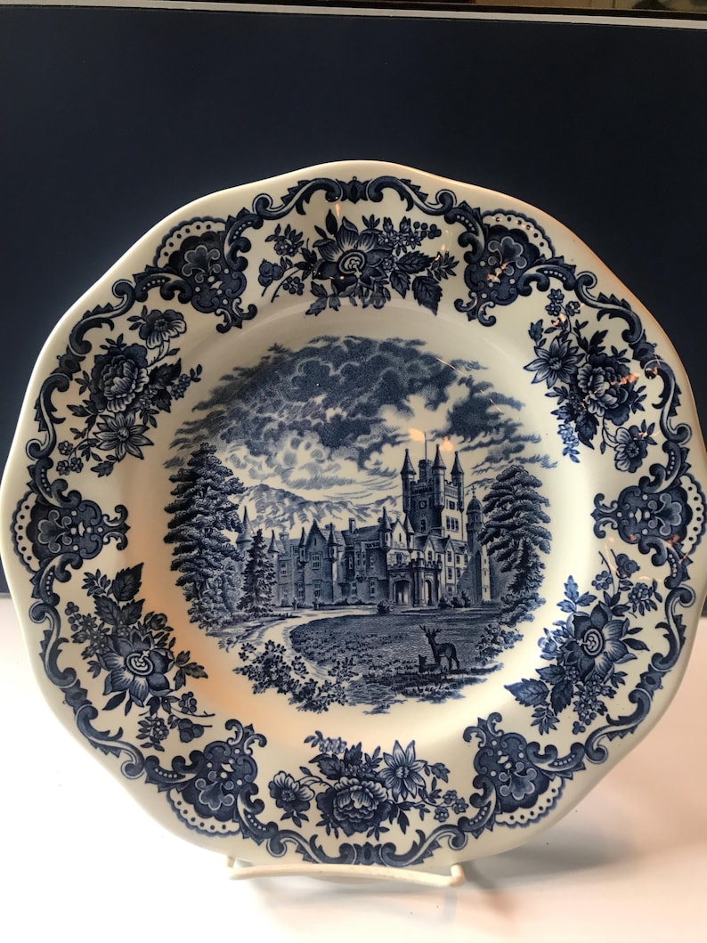 Vintage Wedgewood Enoch Blue and White Balmoral Castle Plate - Etsy