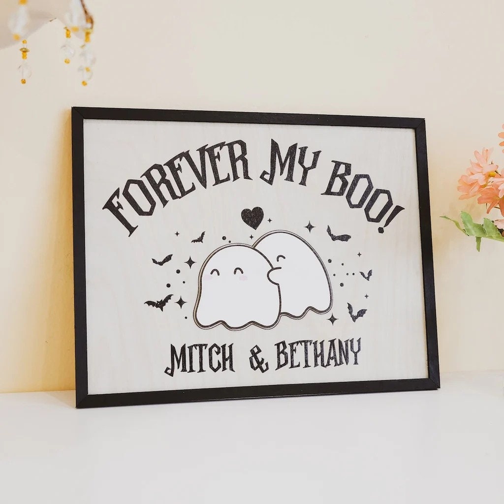 Personalized Wooden Sign Forever My Boo, Sweet Funny Halloween Decor ...