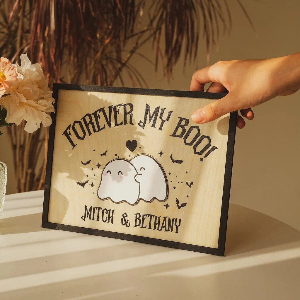 Personalized Wooden Sign Forever My Boo, Sweet Funny Halloween Decor ...