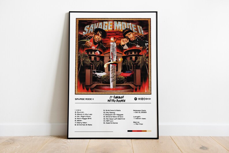 21 SAVAGE Savage Mode II Album Poster Minimalistic 21 Savage Metro ...