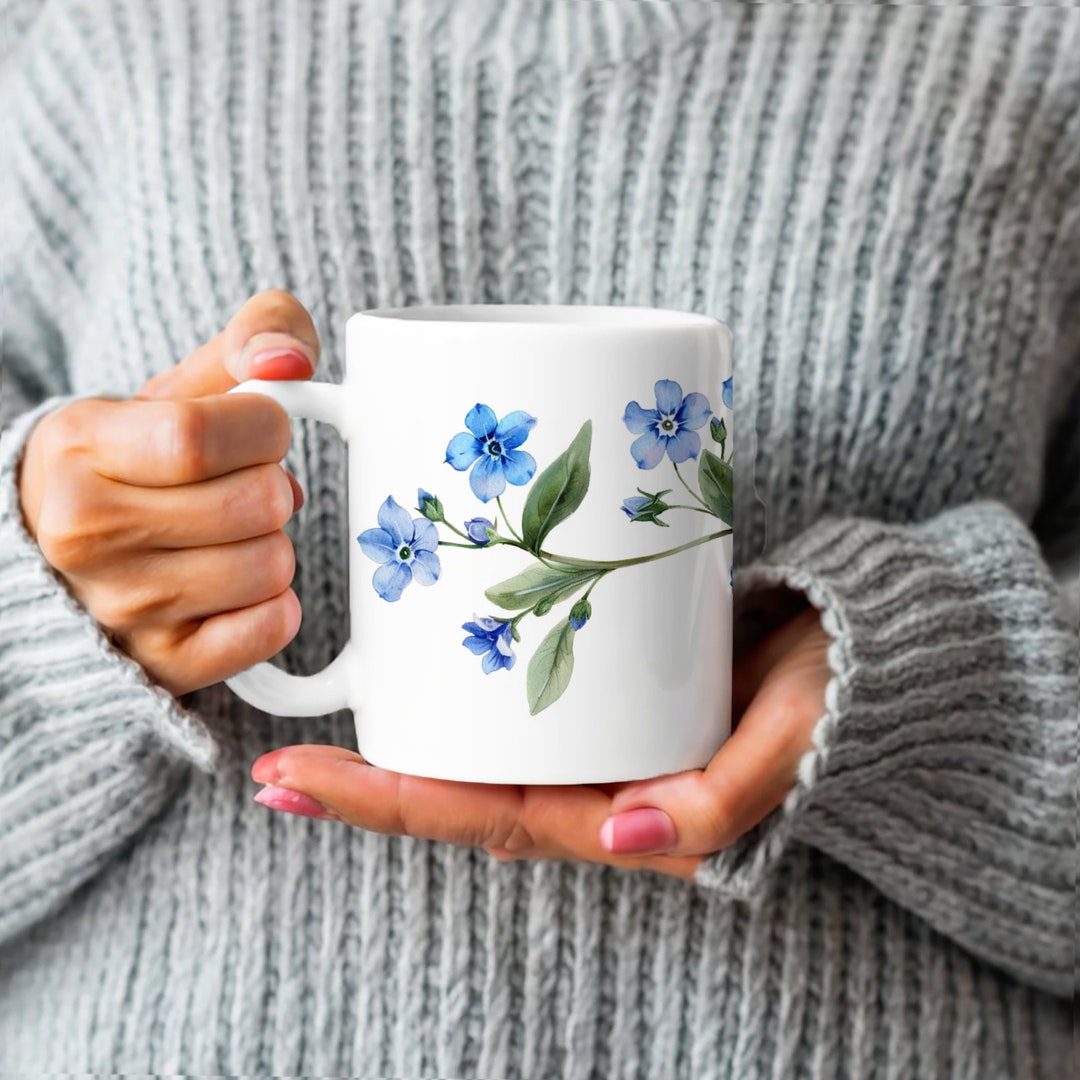 Forget Me Not Mug, Unique Ceramic Cup for Tea and Coffee, Mug, Coffee ...