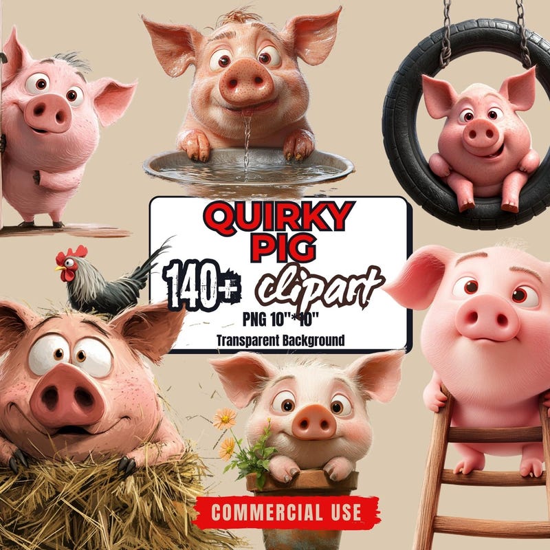 Quirky Pig in Mud Clipart - Etsy Canada
