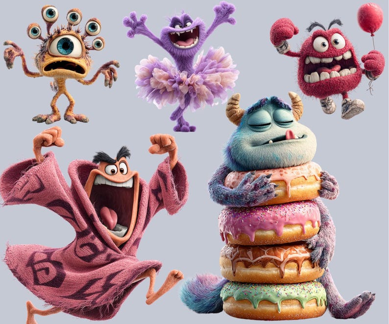 130+ Funny Monster Clipart Bundle: Quirky Monster PNG Graphics ...