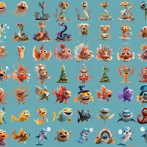300+ Ocean Life Clipart Bundle: Whimsical Sea Creatures Pngs ...