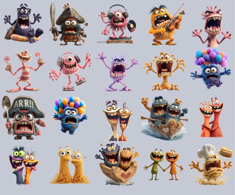 130+ Funny Monster Clipart Bundle: Quirky Monster PNG Graphics ...