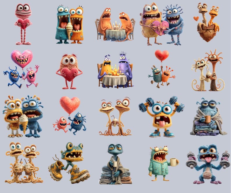 130+ Funny Monster Clipart Bundle: Quirky Monster PNG Graphics ...