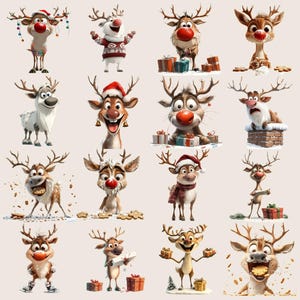 80+ Christmas Reindeer Clipart Bundle: Quirky Christmas Pngs ...