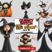 Cute Witch Clipart, Cute Witch Png, Cute Halloween Witch Digital ...