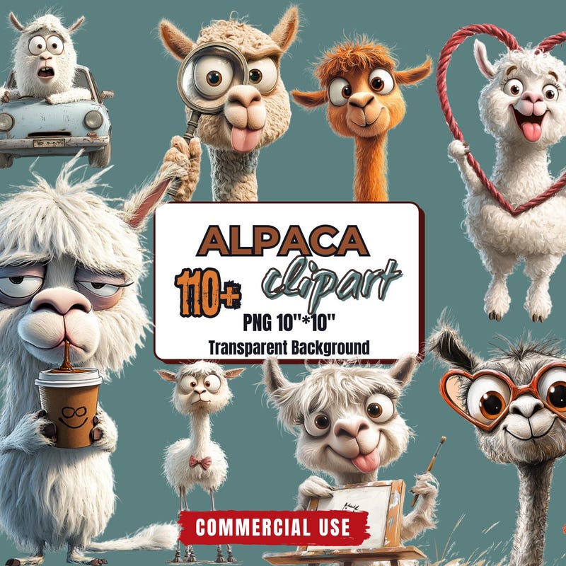Alpaca Clipart - Etsy