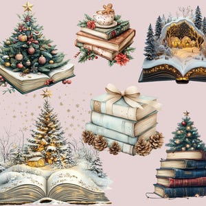 80+ Christmas Book Clipart Bundle: Whimsical Holiday Pngs (transparent ...