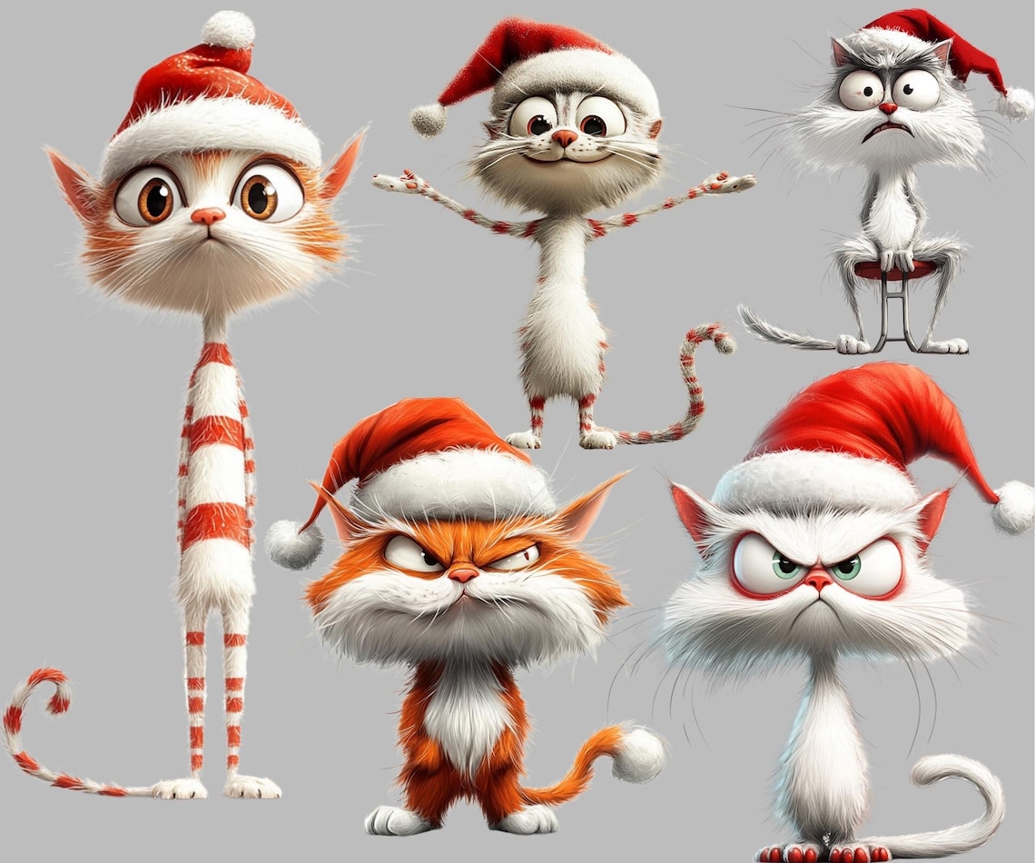70+ Christmas Cats Clipart Bundle: Festive Santa Cat Pngs (transparent ...