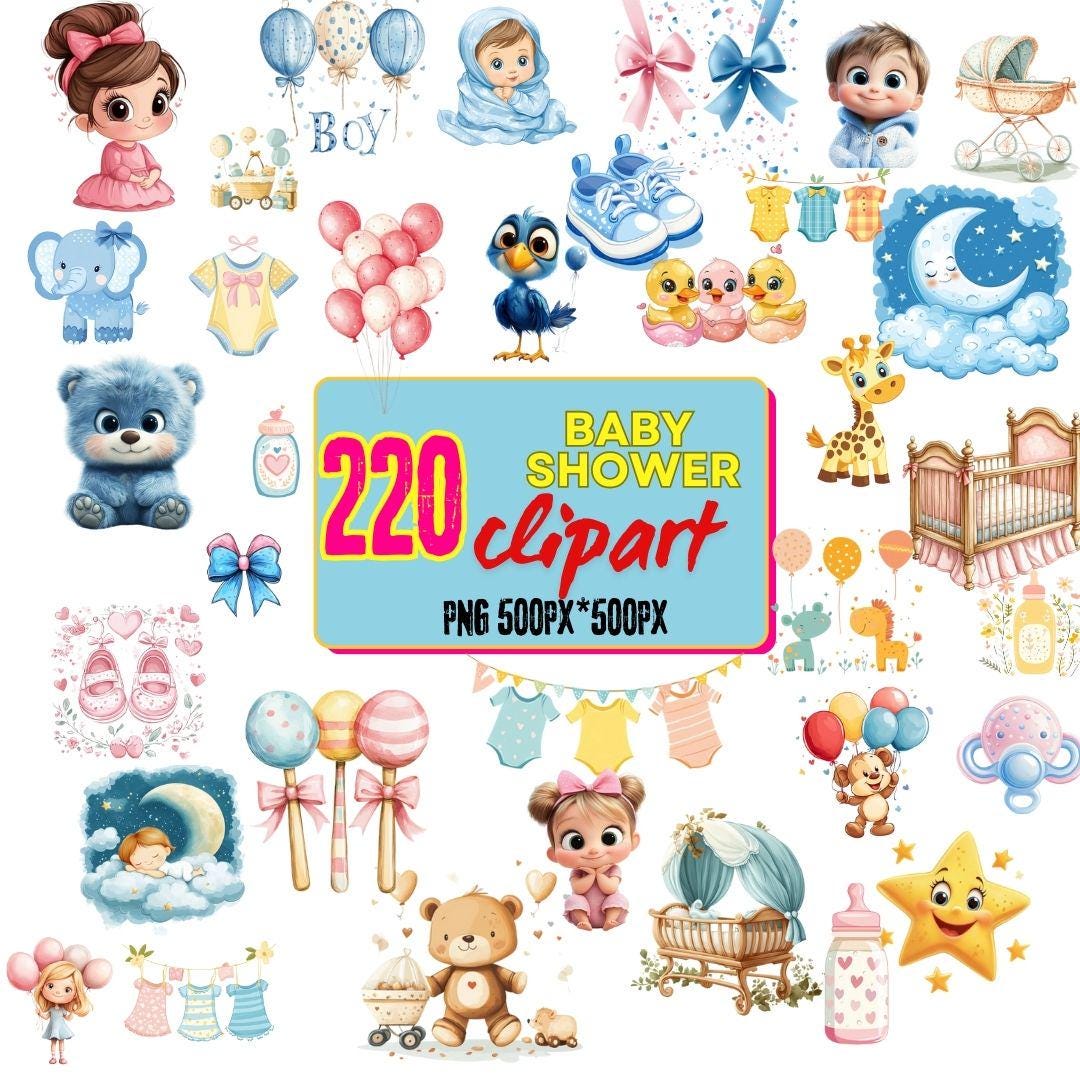 220 Baby Shower Clipart - Newborn Clipart- Baby Shower Party Clipart ...