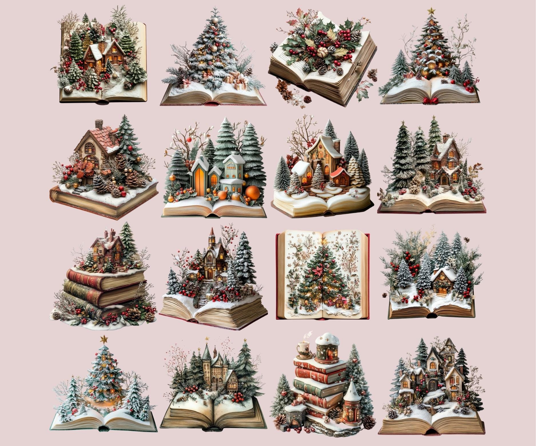 80+ Christmas Book Clipart Bundle: Whimsical Holiday Pngs (transparent ...