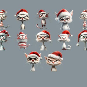 70+ Christmas Cats Clipart Bundle: Festive Santa Cat Pngs (transparent ...