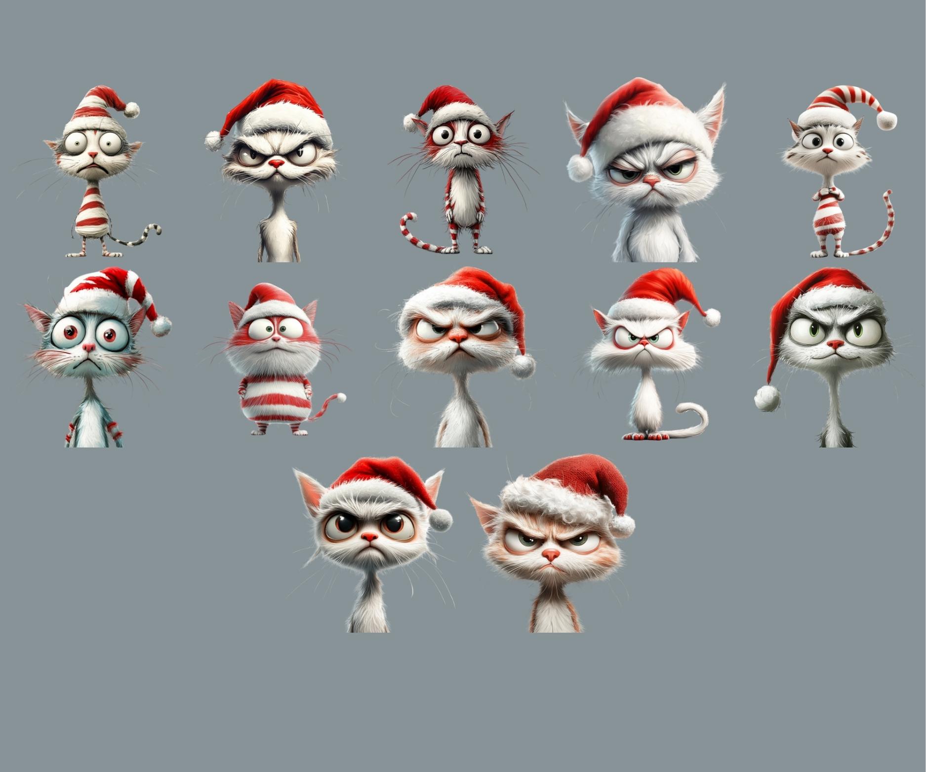 70+ Christmas Cats Clipart Bundle: Festive Santa Cat Pngs (transparent ...