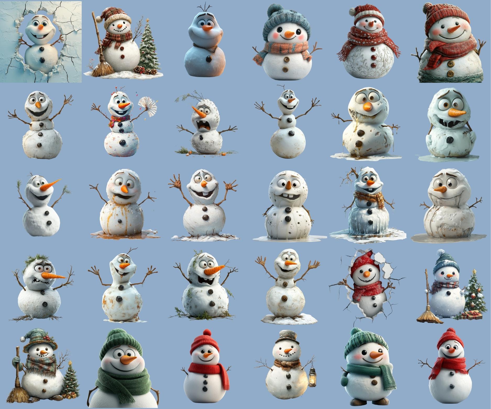 230+ Christmas Snowman Clipart Bundle: Funny Winter PNG Designs ...