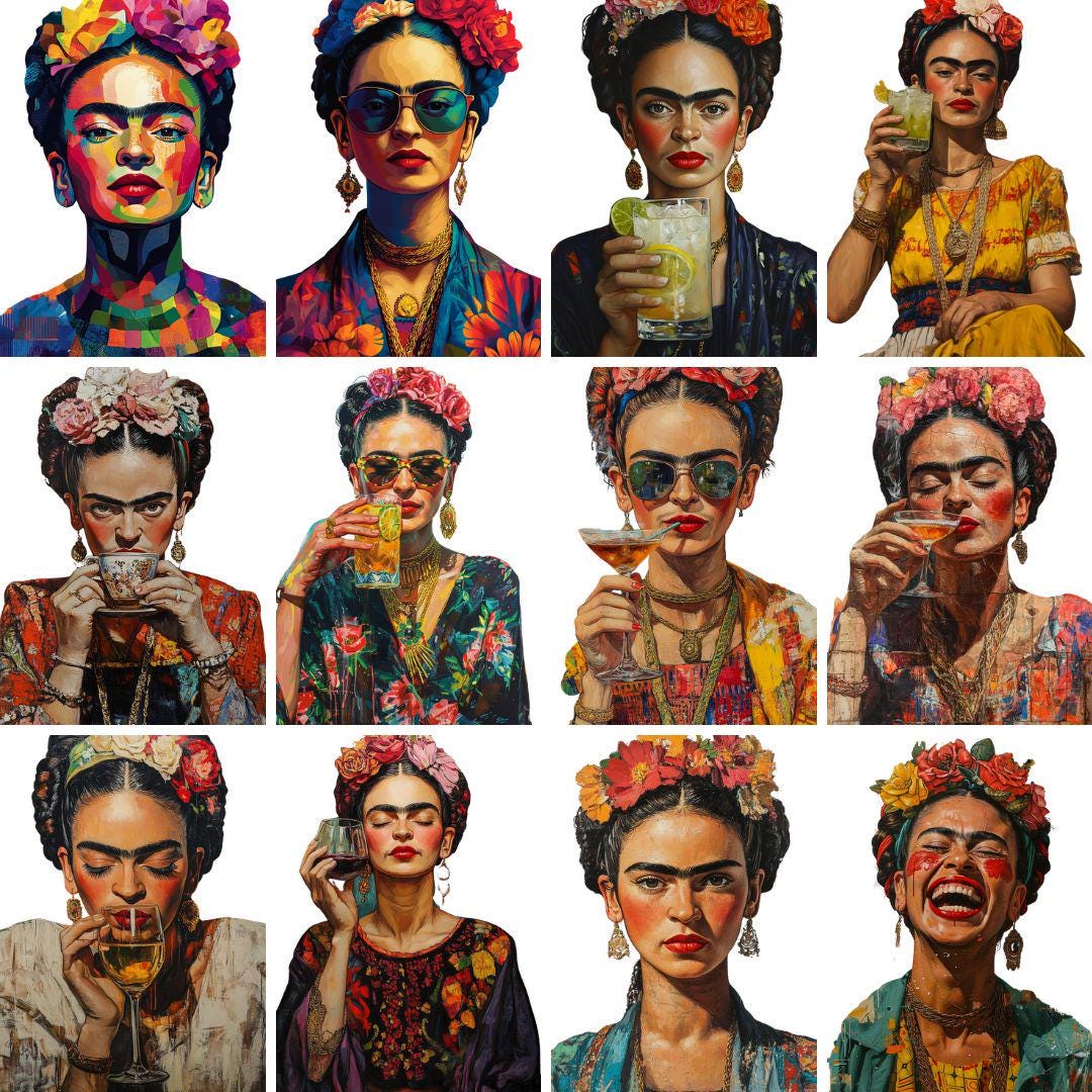 25 Frida Inspired Digital Paper & 22 Clipart Set: Feminist Art ...