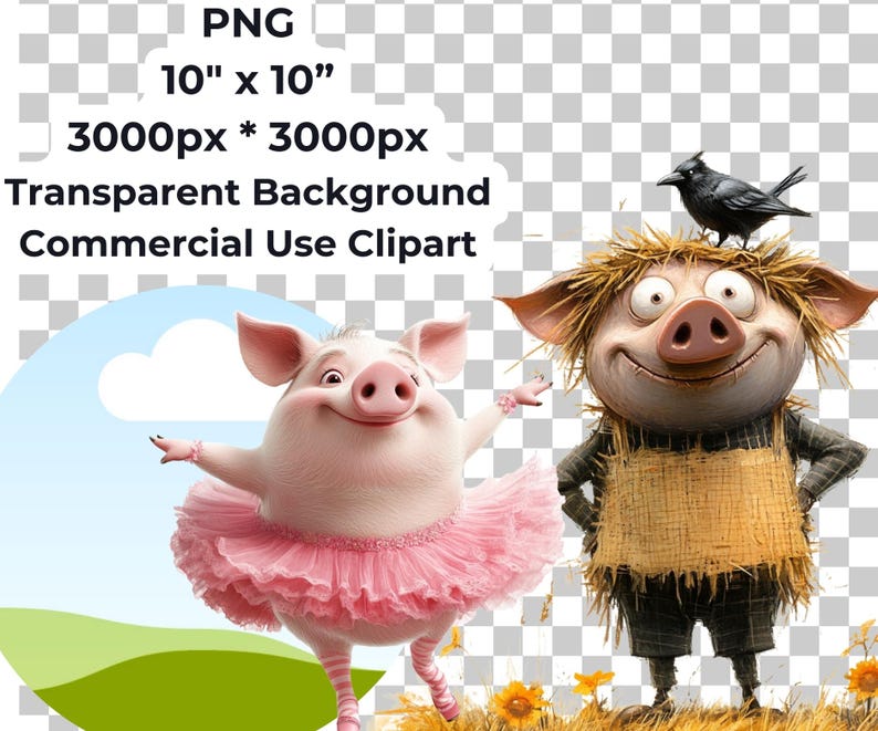 140+ Quirky Pig Clipart Bundle: Funny Animal Cartoon PNG Stickers ...