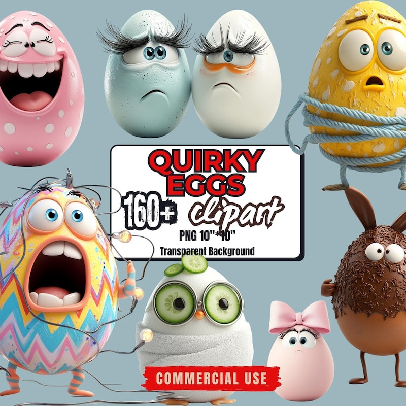 Funny Easter Eggs Clipart - Etsy