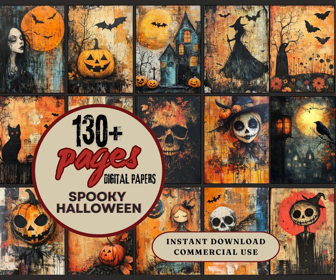 130+ Spooky Halloween Digital Paper Pack: Scrapbook & Journal ...