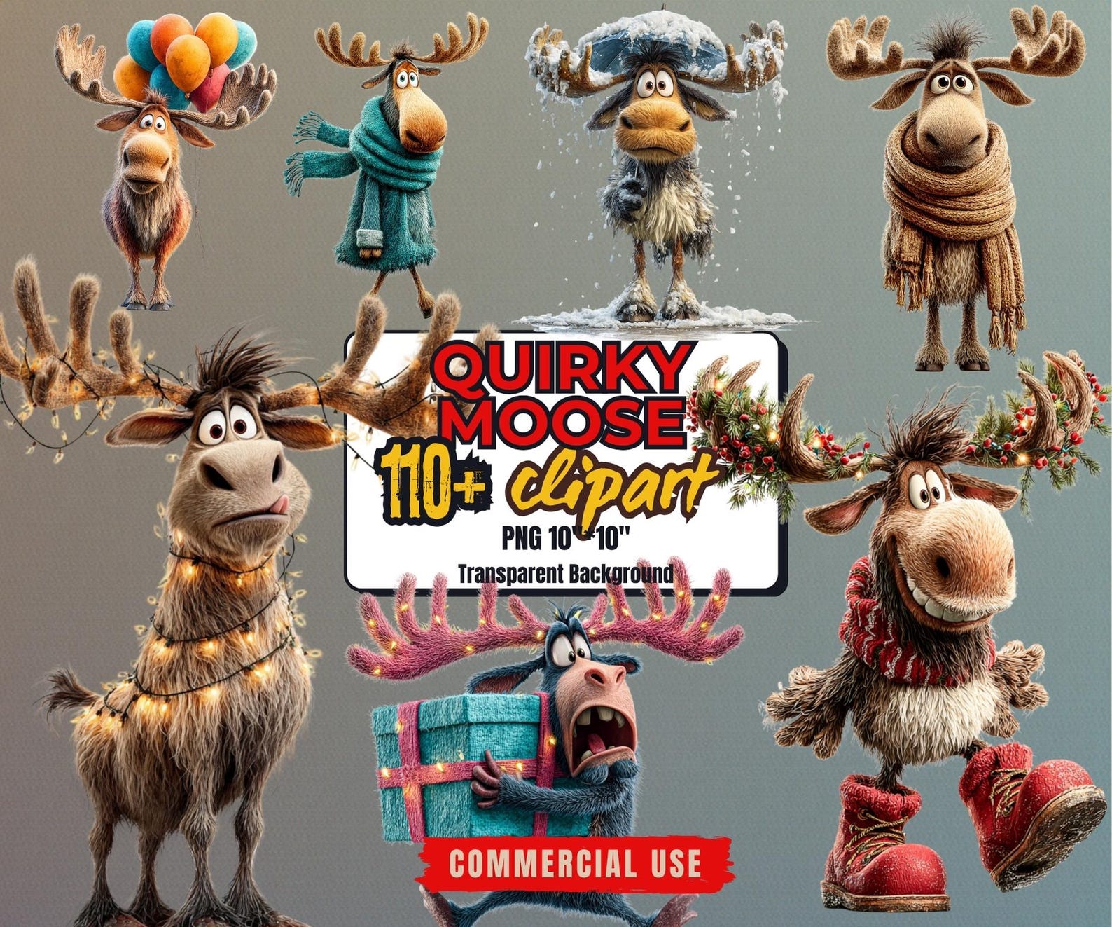 110+ Moose Clipart Bundle: Quirky Moose Pngs (transparent Background ...
