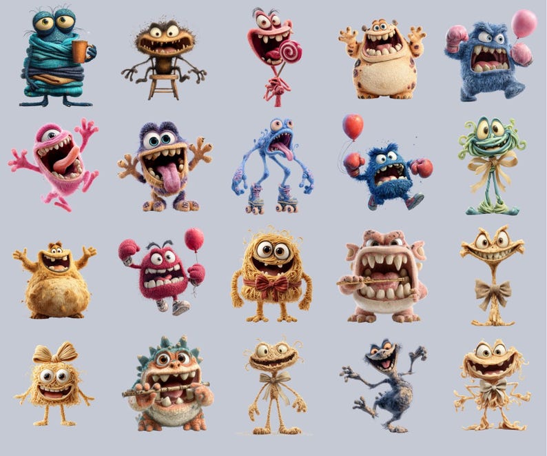 130+ Funny Monster Clipart Bundle: Quirky Monster PNG Graphics ...