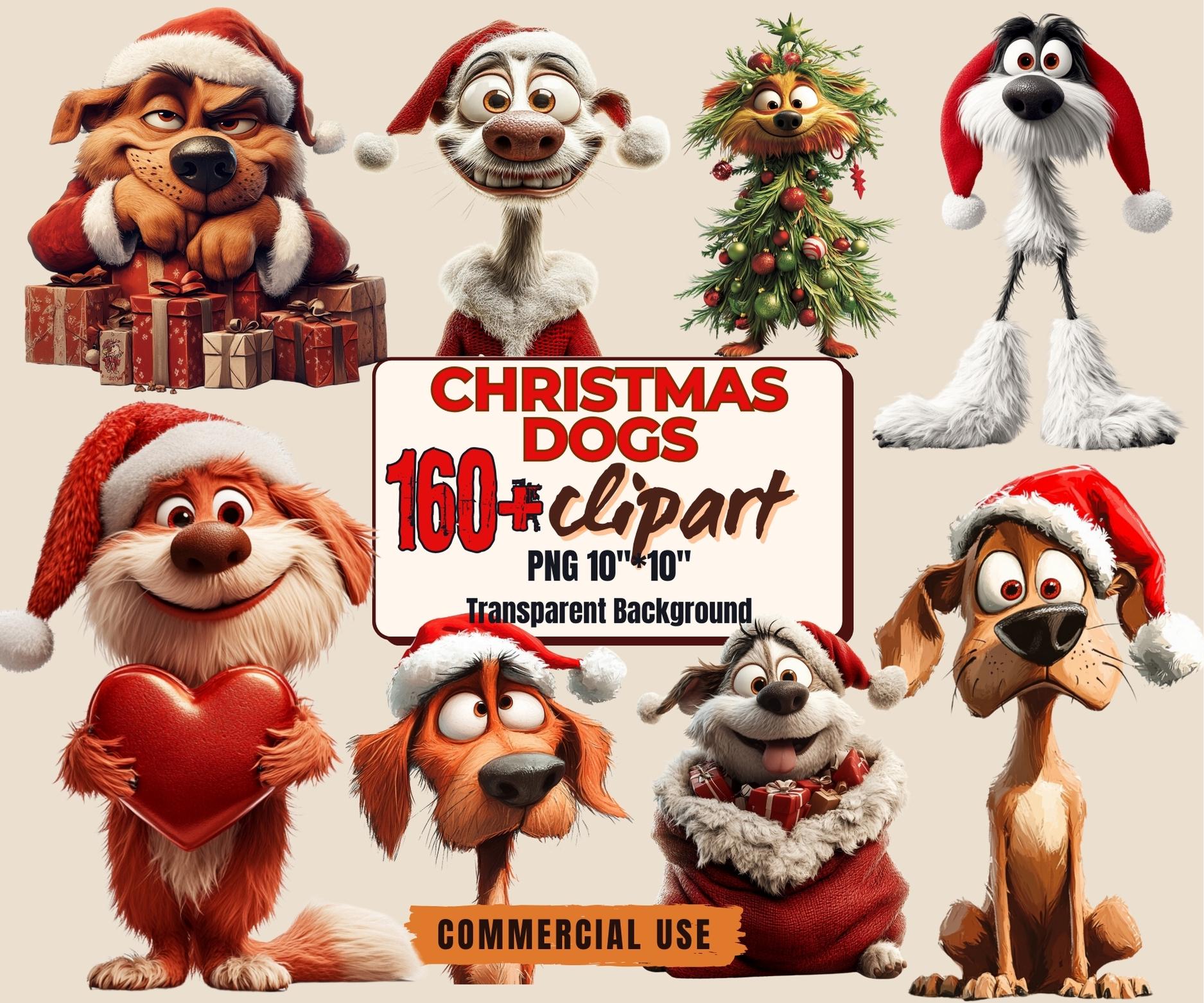 160+ Christmas Dog Clipart Bundle: Festive PNG Graphics (transparent ...