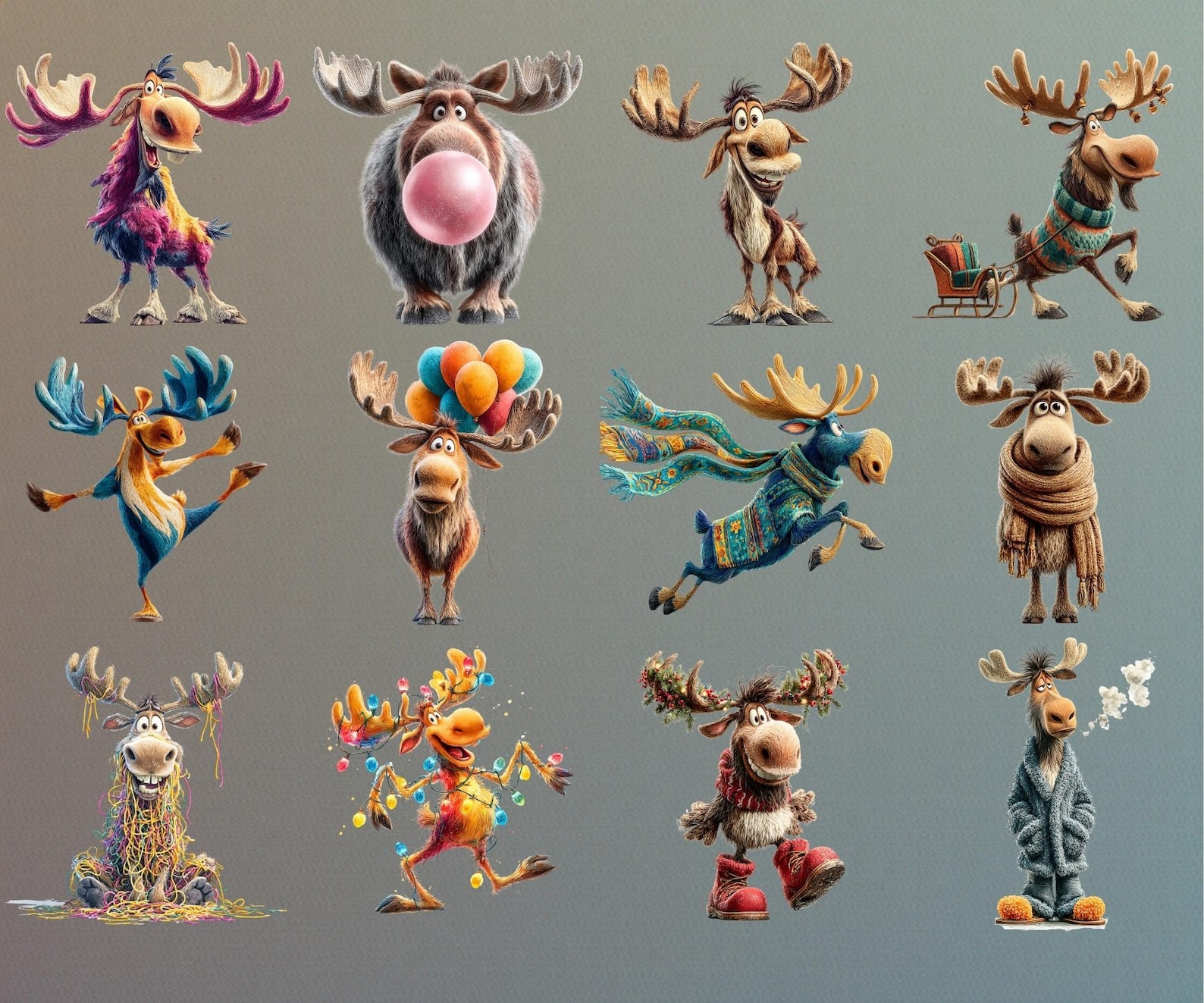 110+ Moose Clipart Bundle: Quirky Moose Pngs (transparent Background ...