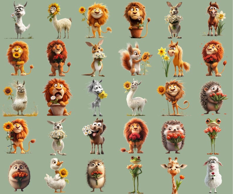 190+ Spring Animals Clipart Bundle: Floral Animals PNG Graphics ...