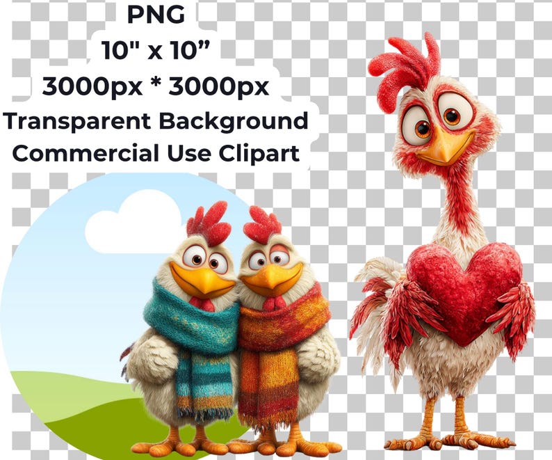 Funny Chicken Clipart Bundle: Quirky Chicken Pngs (commercial Use ...