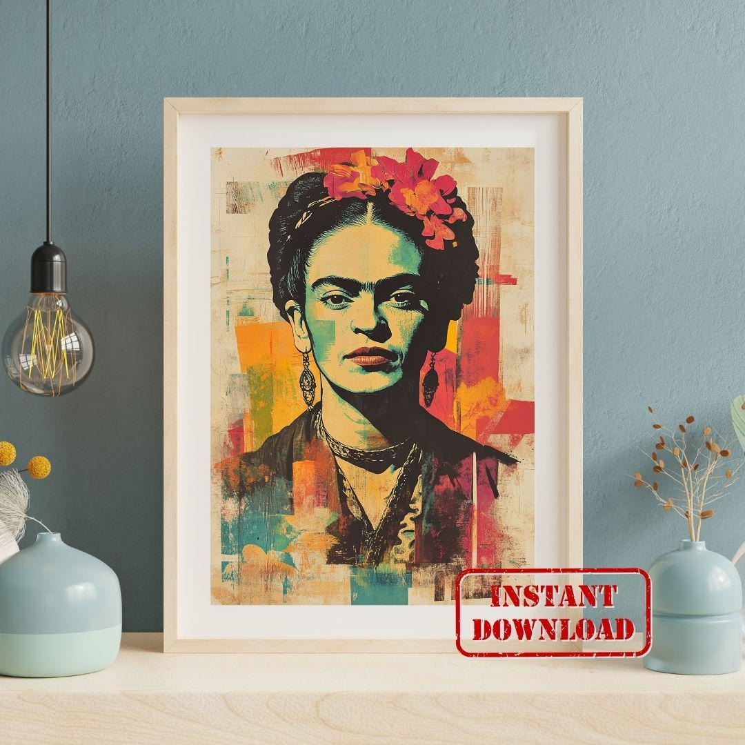 Frida Kahlo Portrait Digital Poster Frida Portrait Print Large Digital ...