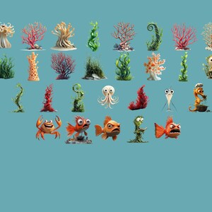 300+ Ocean Life Clipart Bundle: Whimsical Sea Creatures Pngs ...