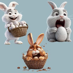 120+ Quirky Easter Bunny Clipart Bundle Transparent Background Cartoon ...