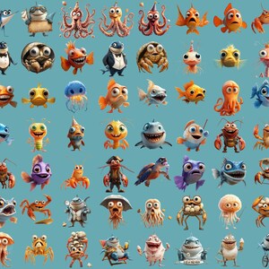 300+ Ocean Life Clipart Bundle: Whimsical Sea Creatures Pngs ...