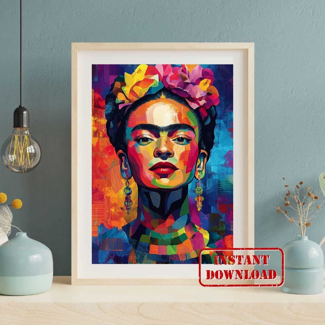 Frida Kahlo Portrait Digital Poster Frida Portrait Print Large Digital ...