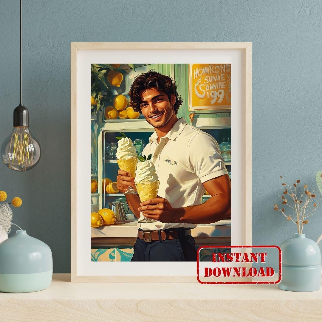 Italian Gelato Digital Poster - Positano Amalfi Coast Art Print Italian ...