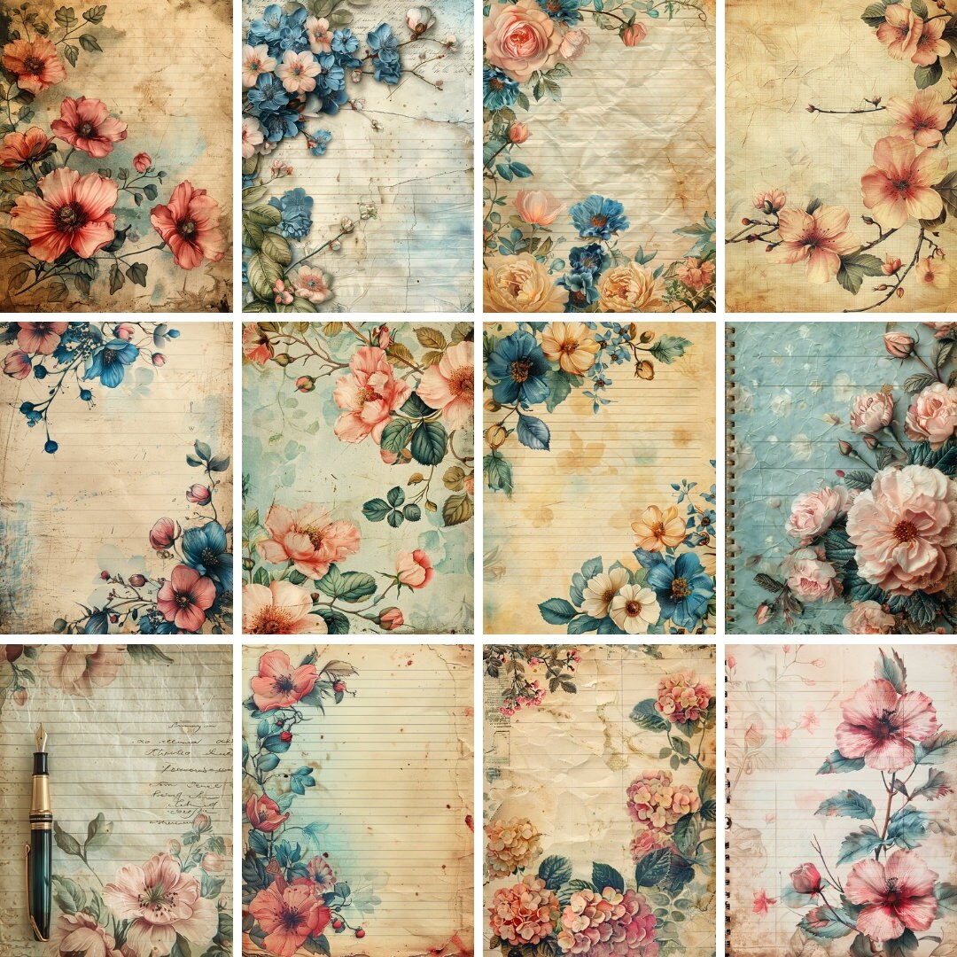 41 Vintage Floral Digital Paper Pack Printable Vintage Floral ...