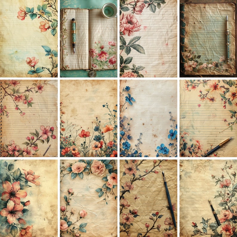 41 Vintage Floral Digital Paper Pack Printable Vintage Floral ...
