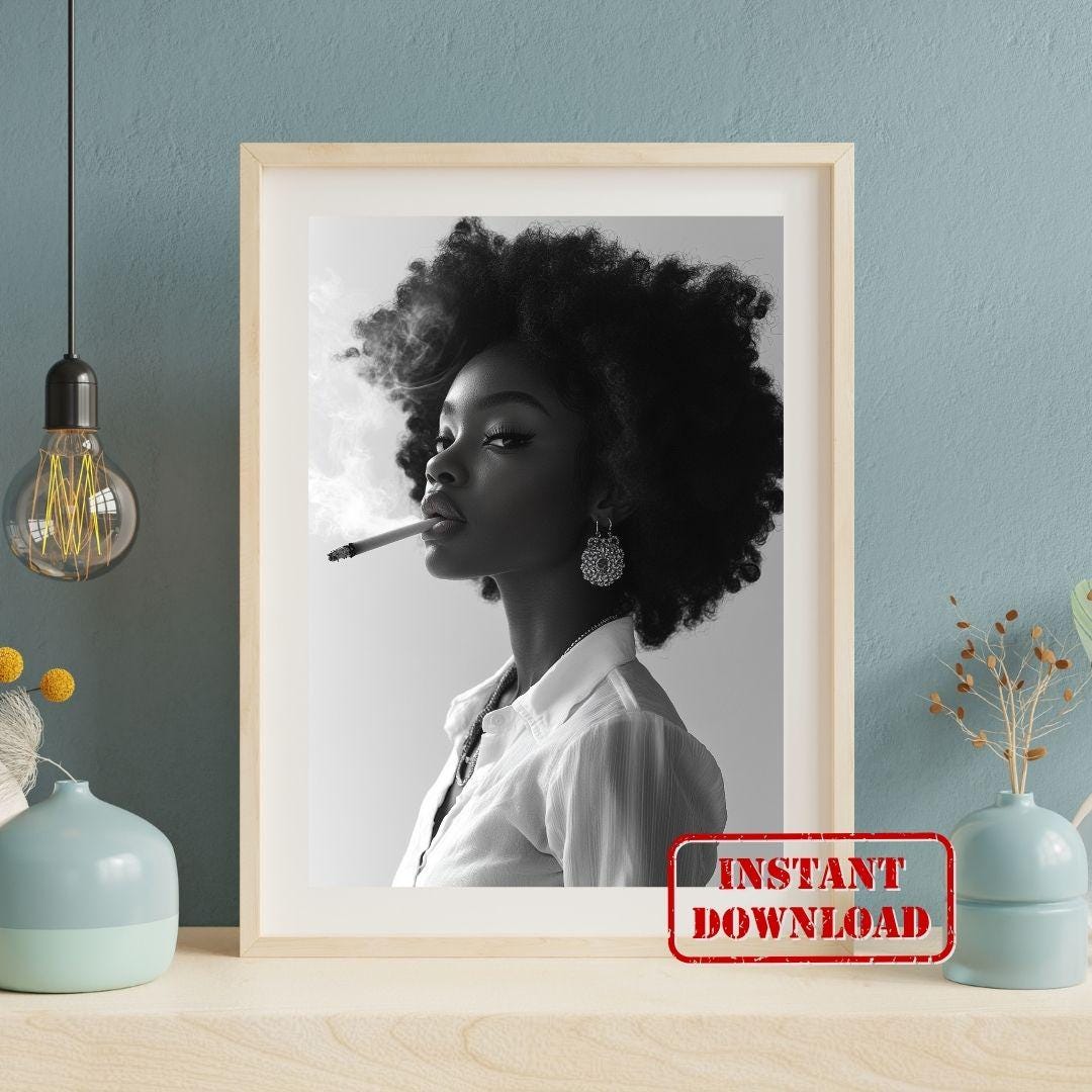 Afro Woman Portrait Digital Poster Afro Print Large Digital Canvas ...