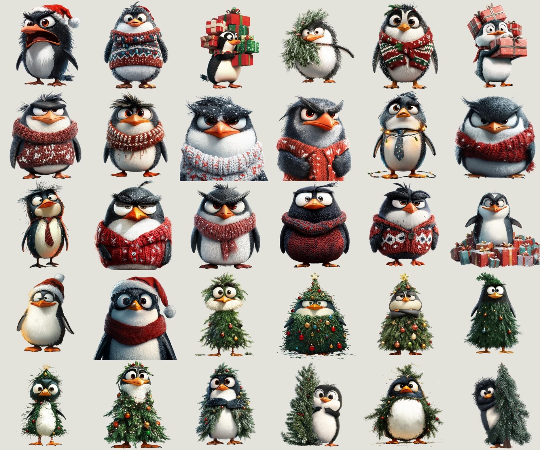 140+ Christmas Penguin Clipart Bundle: Winter Holiday PNG Graphics ...