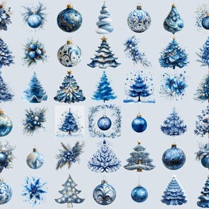 230+ Blue Christmas Clipart Bundle: Whimsical Holiday PNG Graphics ...