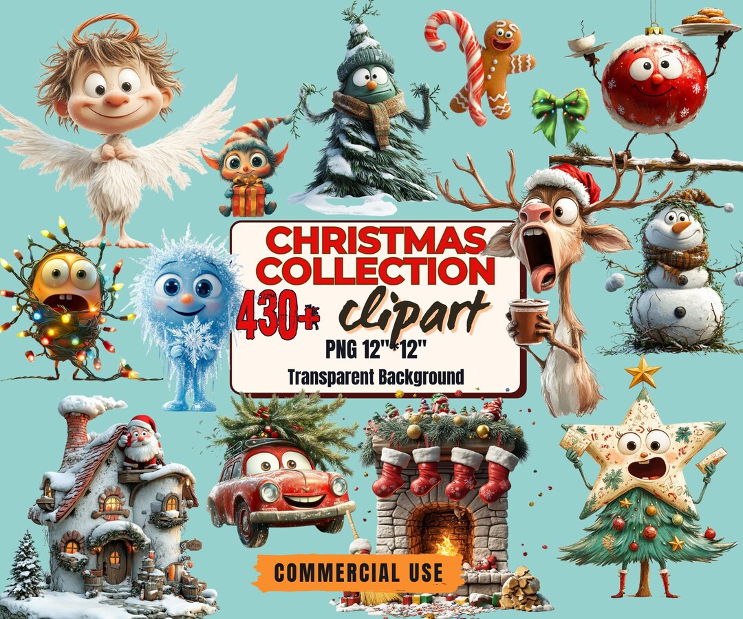 430+ Christmas Clipart Bundle: 430+ Funny Festive PNG Stickers ...