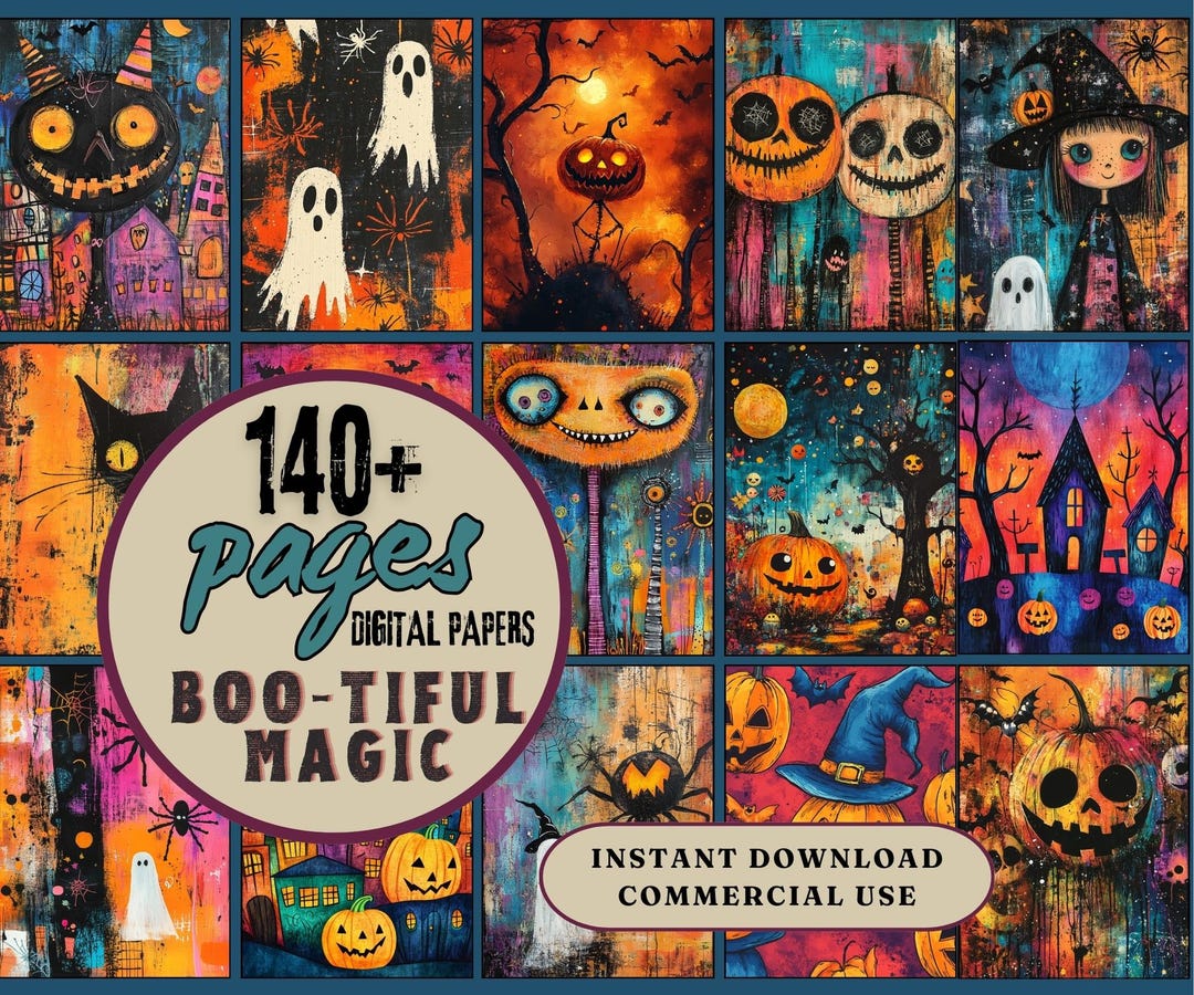 140+ Boo-tiful Magic Halloween Kids Digital Papers – Cartoon Halloween ...