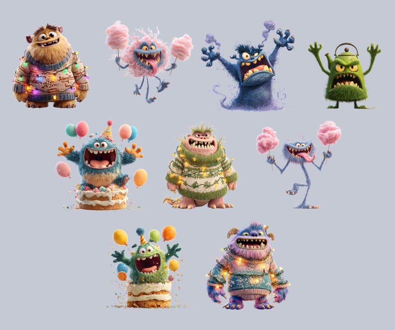 130+ Funny Monster Clipart Bundle: Quirky Monster PNG Graphics ...