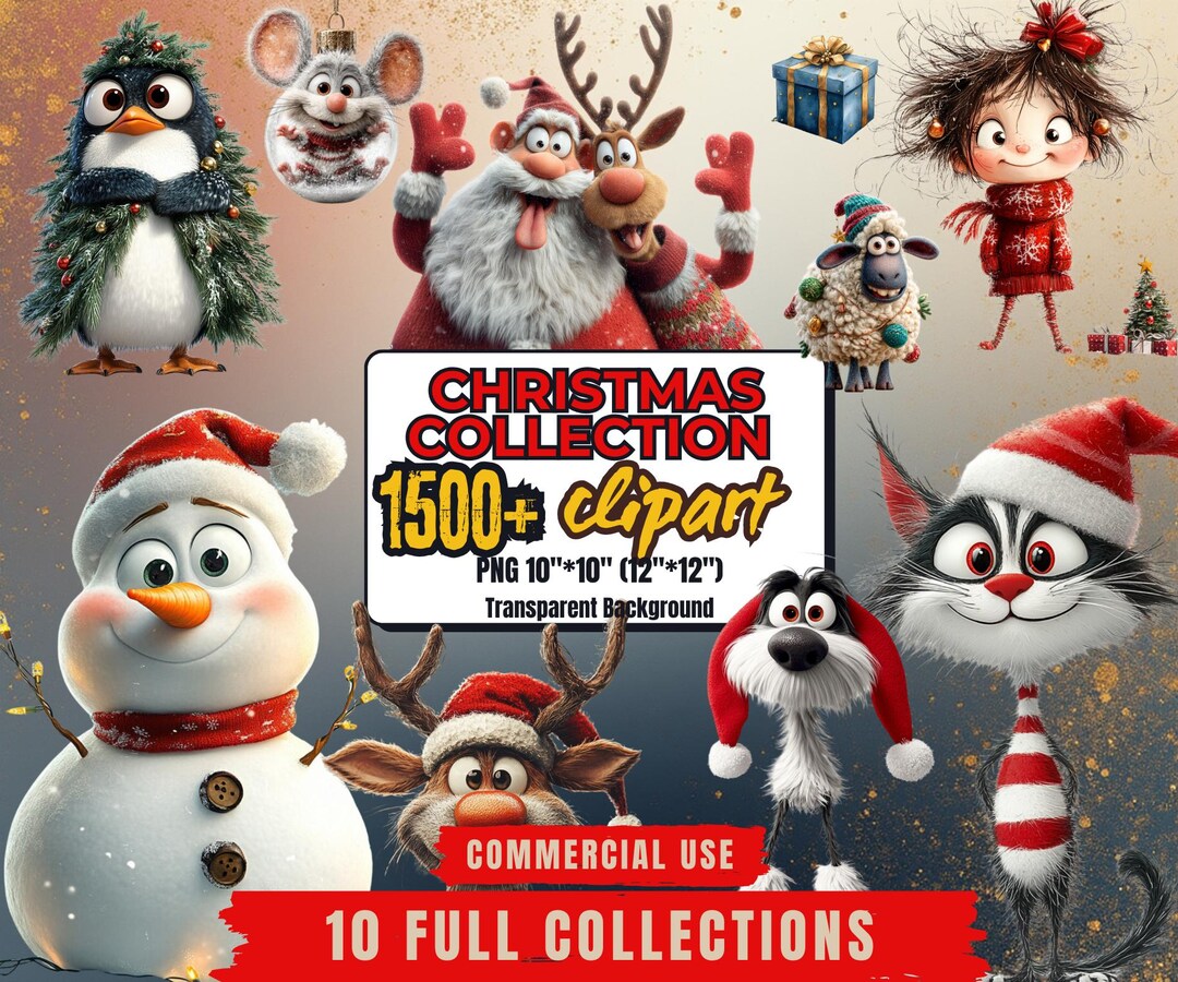 1500+ Mega Christmas Clipart Bundle: 10 Full Christmas Collections ...