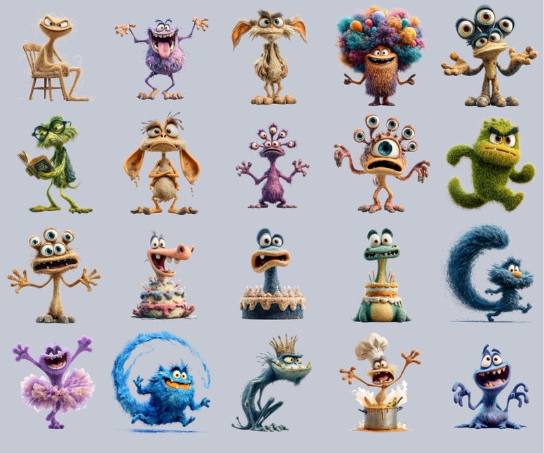 130+ Funny Monster Clipart Bundle: Quirky Monster PNG Graphics ...