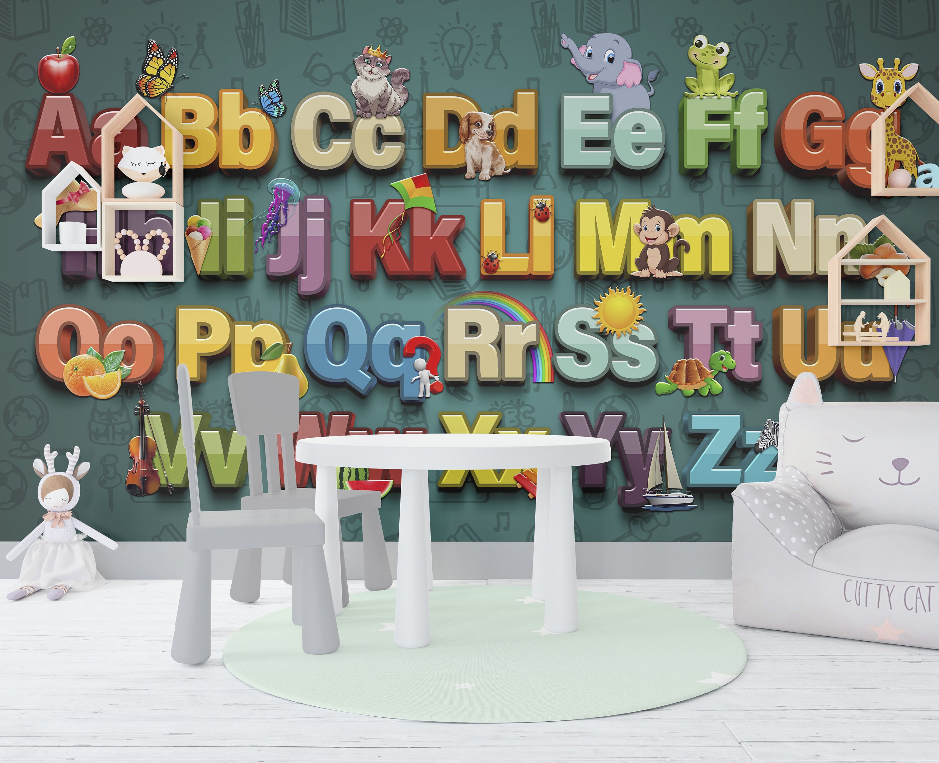 Alphabet Wallpaper for a Nursery Learning Wallpaper Peel and Stick ...