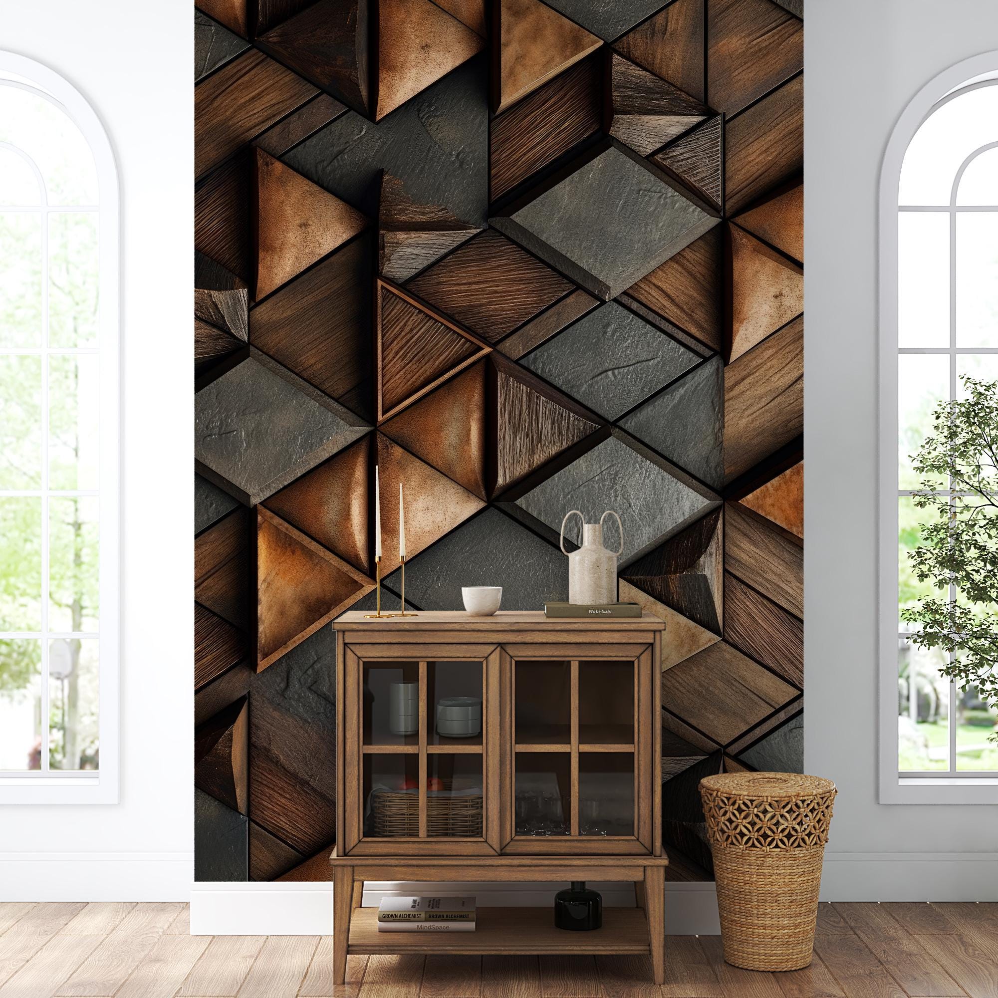 Wood Pattern Wall Mural Geometric Wall Murals Abstract Wall Murals for ...