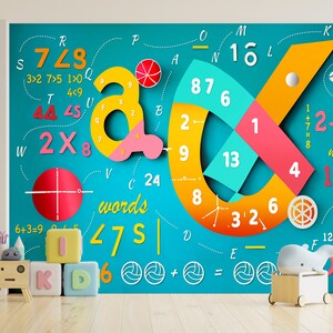 Learning Wallpaper Math Wallpaper for Nursery Decor Peel and Stick ...